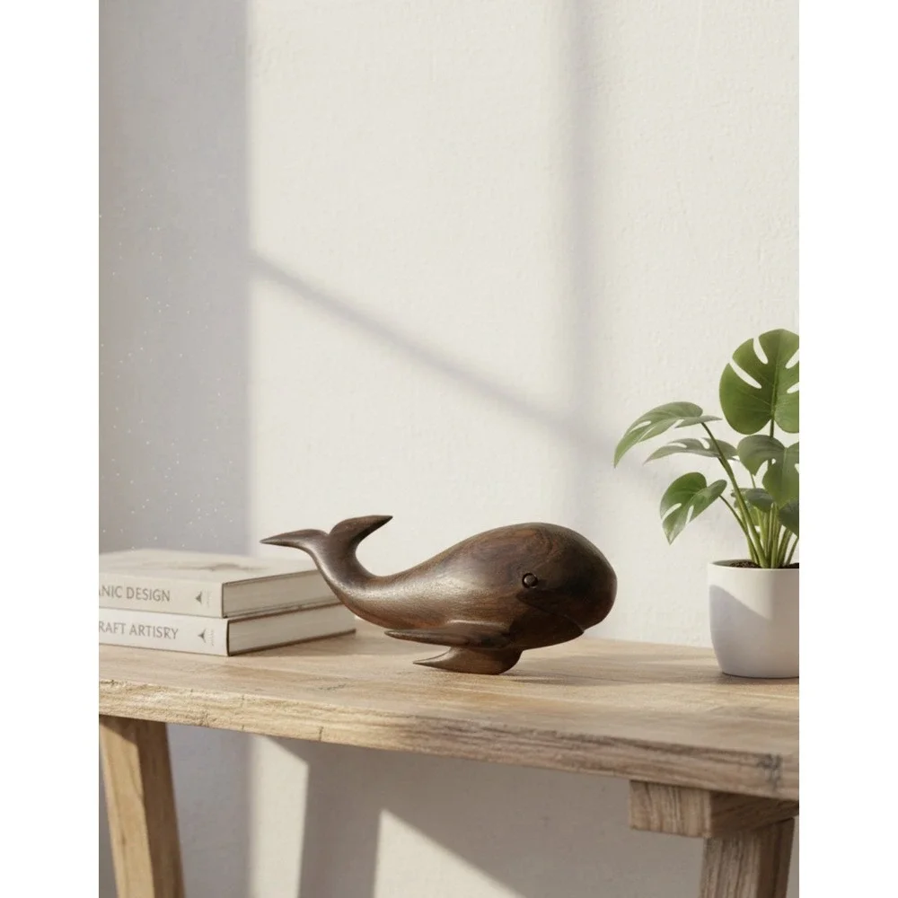 Home Decor | Art | Vintage Mcm Hand Carved Ironwood Whale Figurine ...